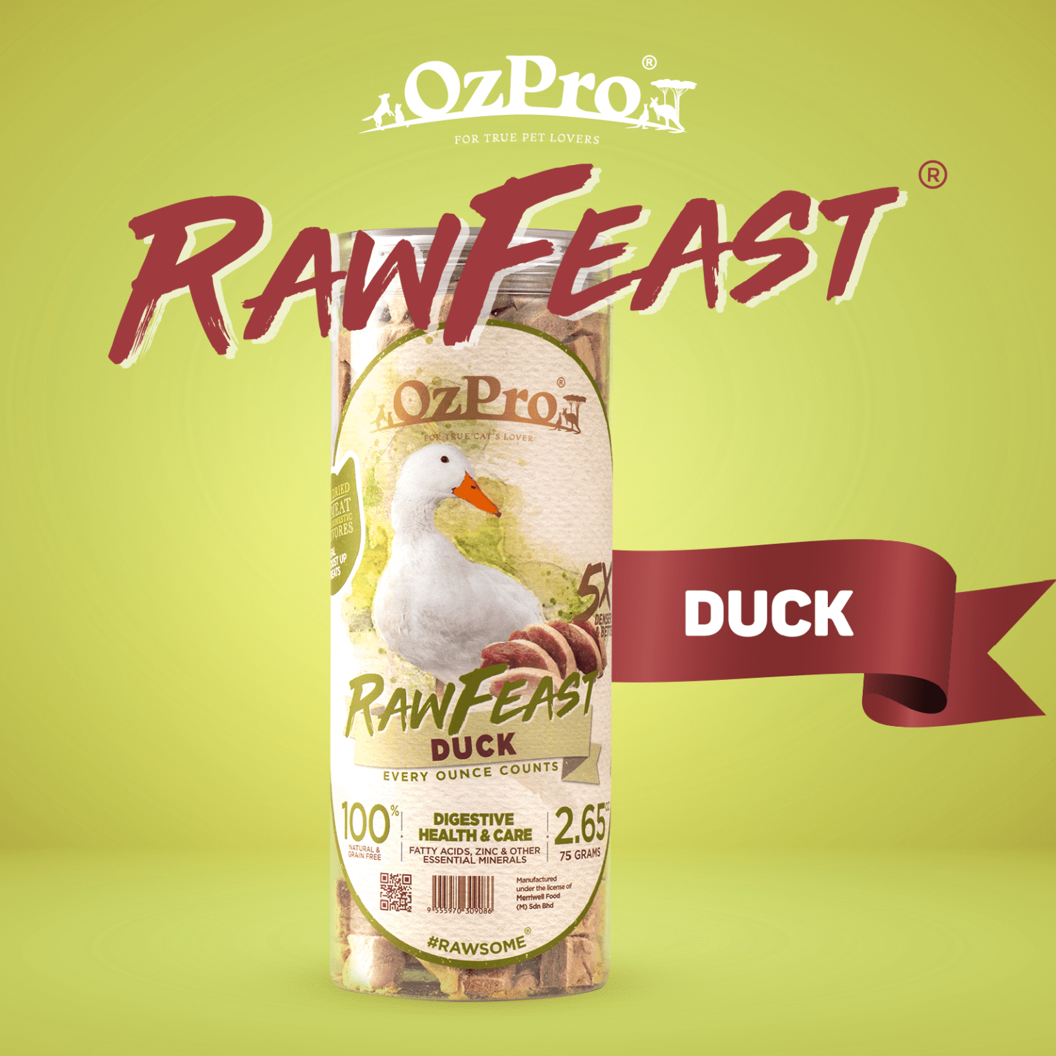 RawFeast Freeze Dried Booster – Duck (75g) – OzPro Pets